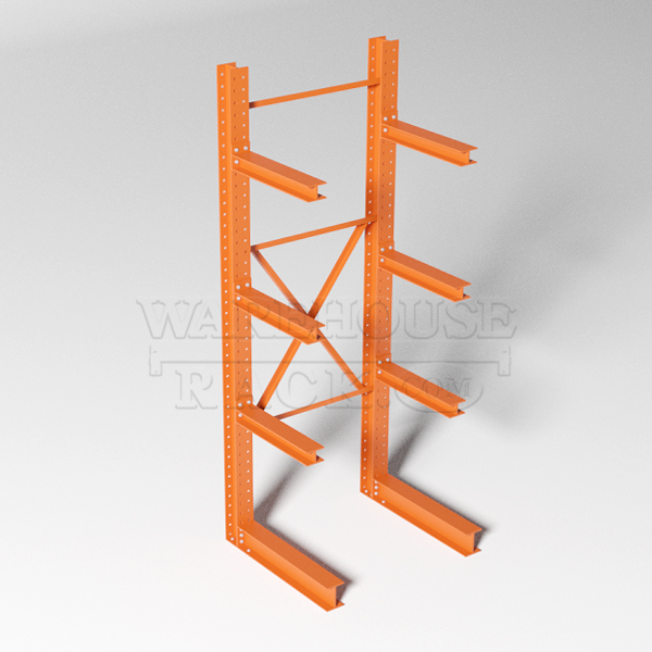 CANTILEVER RACK SINGLE SIDED 144 TALL X 48 WIDE W/6 ARMS & 2 BASES ...